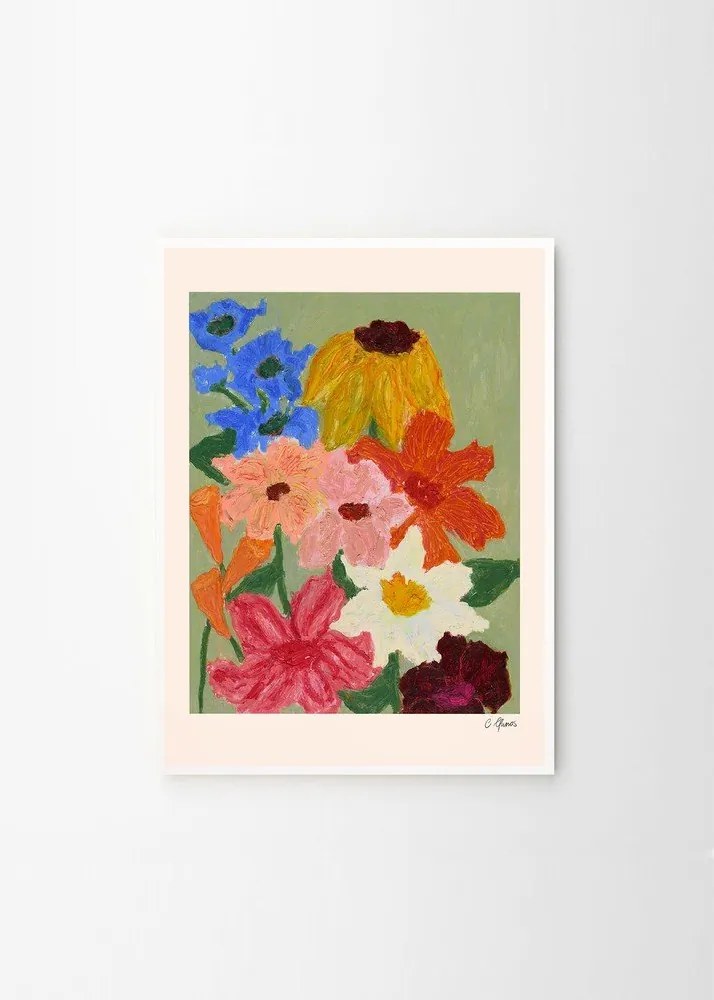 Plakát 50x70 cm Flowers on Sage Green – Carla Llanos – The Poster Club