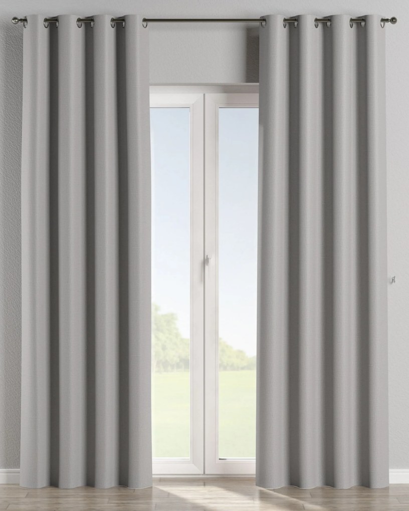 Závěs na kroužcích barva šedá látka pletený vzor, zatemňovací