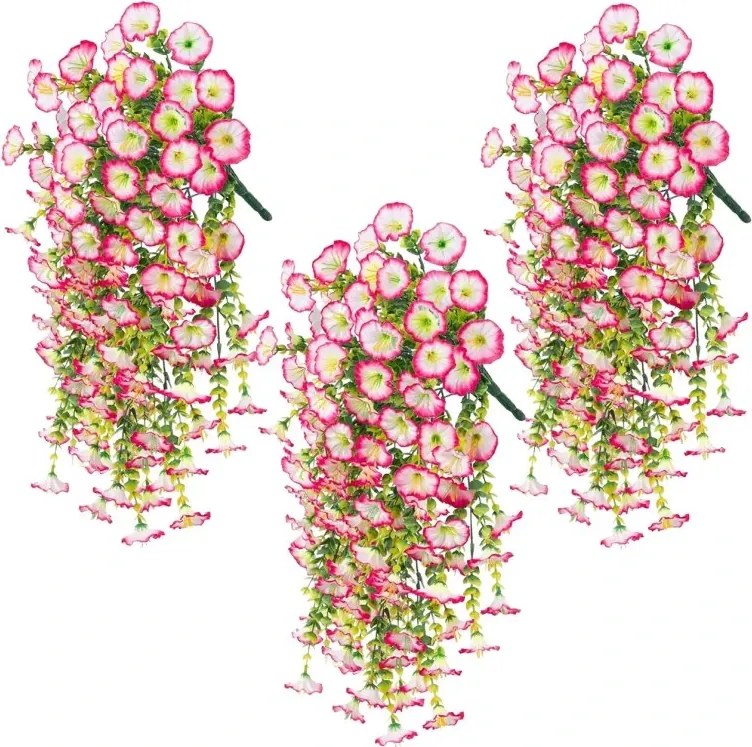 Camerazar Umělé závěsné dekorativní květiny svlačec 3ks girlanda růžová pro moderní interiér