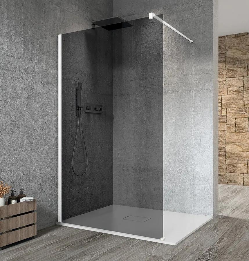 Sapho, VARIO WHITE jednodílná sprchová zástěna pro instalaci ke stěně, kouřové sklo, 900 mm, GX1390GX1015