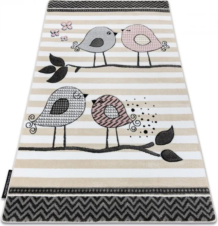 Detský kusový koberec Petit Birds cream, 140x190, šedá, detská izba, Dywany Łuszczów
