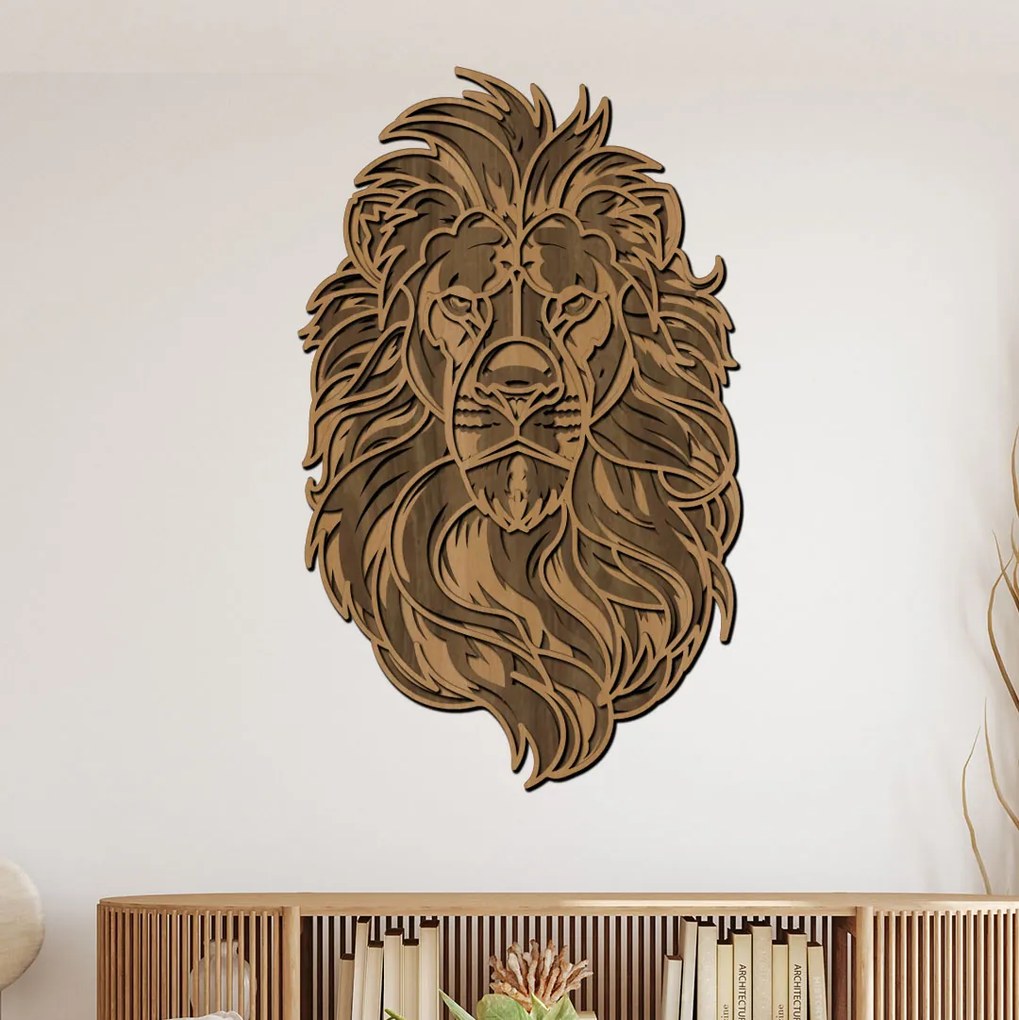 dřevo života 4 vrstvý dřevěný obraz LVÍ SÍLA Zvolte rozměr (cm): 120x74, Zvolte barvu dekoru: Bílá-Antracit