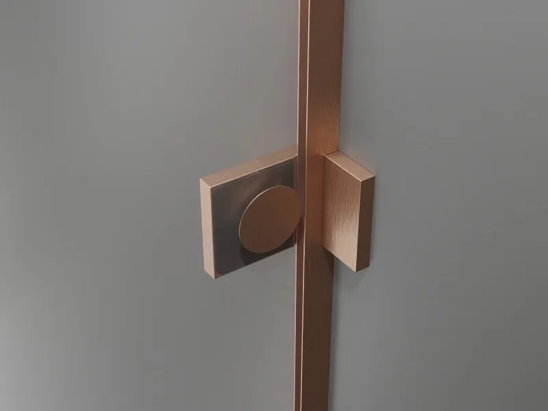 Mexen Lunar, L pětiúhelníkový sprchový kout naklápěcí doleva 80 x 90 cm, 8mm čiré sklo, profil měděná matná, 831L-080L-090P-65-00-L
