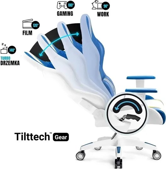 Herní židle Diablo X-One 2.0 King Size: modrá Bílá/modrá