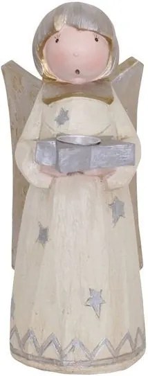 Krémový Anděl Lilian na čajovou svíčku - 36cm