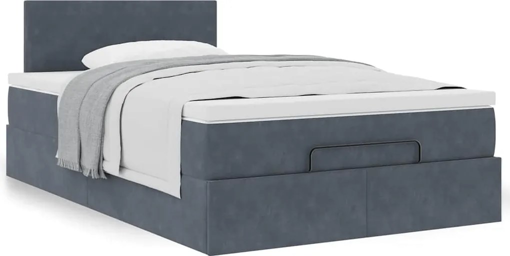 Osmanský rám postele s matrací tmavě šedá 120x200cm samet 3311694