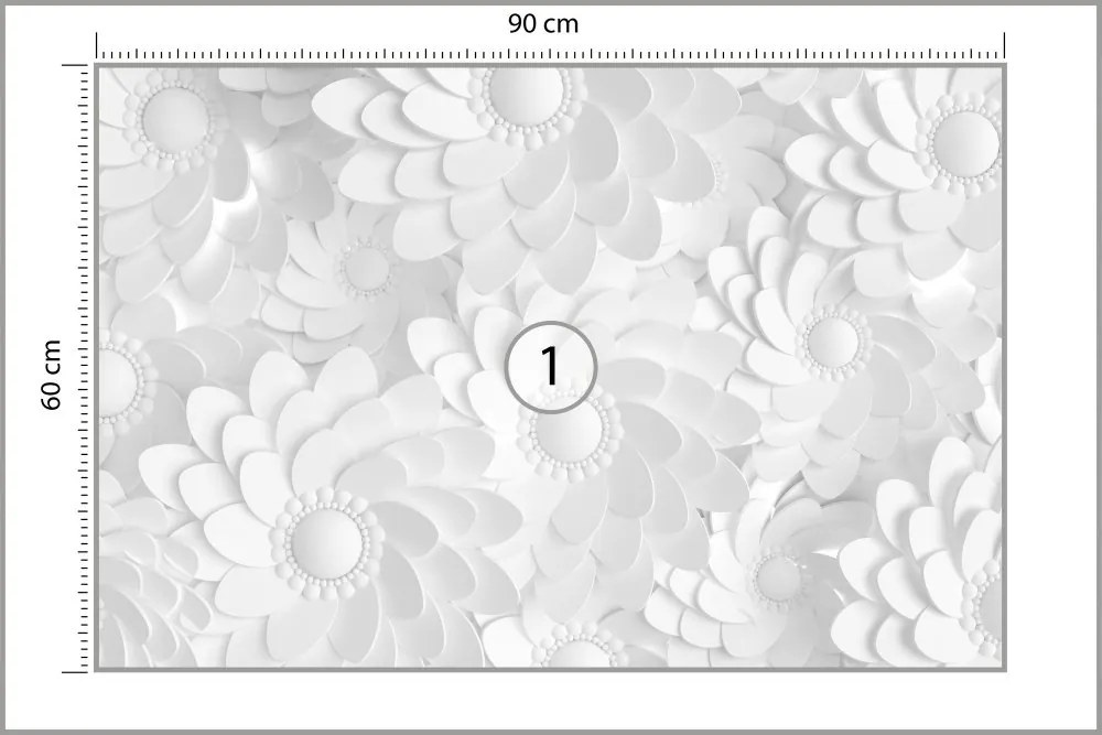 Fototapeta Beautiful, Elegant Paper Flower In The Style Of Hand-Made On A White Wall. 3D , 3D Rendering. Hladký vinyl 104x70.5