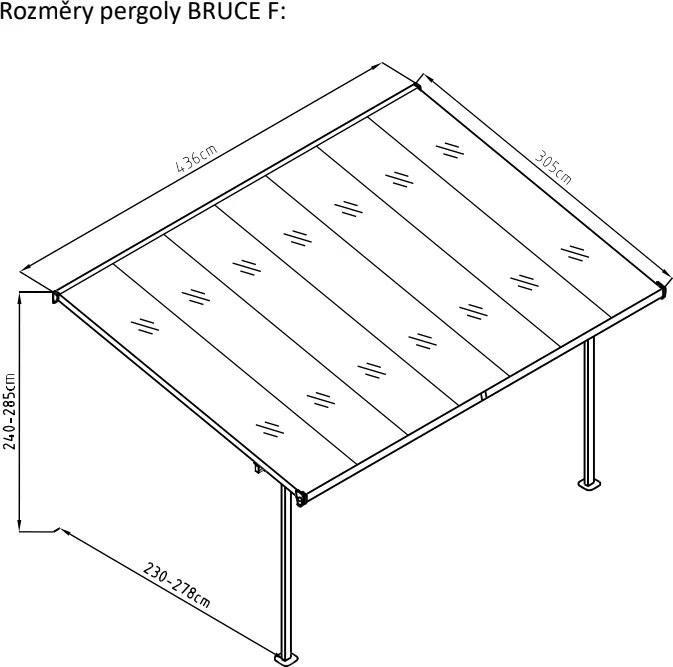 ROJA BRUCE F pergola - ŠEDÝ polykarbonát