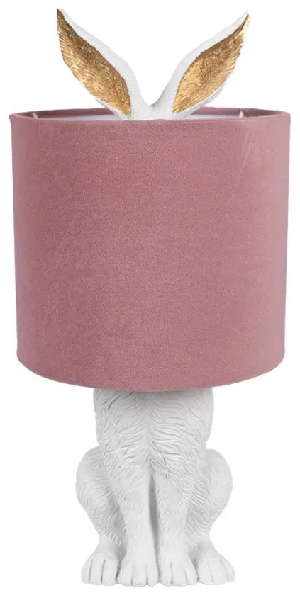 Bílá stolní lampa králík s růžovým stínidlem Rabbi - Ø 20*43 cm