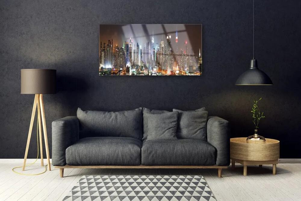 Obraz na skle Noc Město New York 140x70 cm