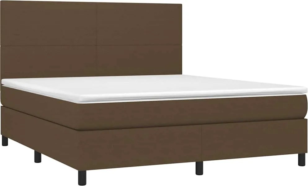 Box spring postel s matrací a LED tmavě hnědá 180x200 cm textil 3134736
