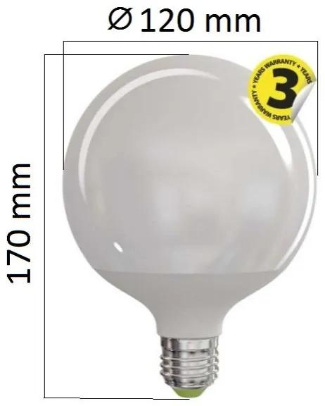 LED žárovka E27 15,3W 1521lm G120 teplá, ekvivalent 100W | BIANO
