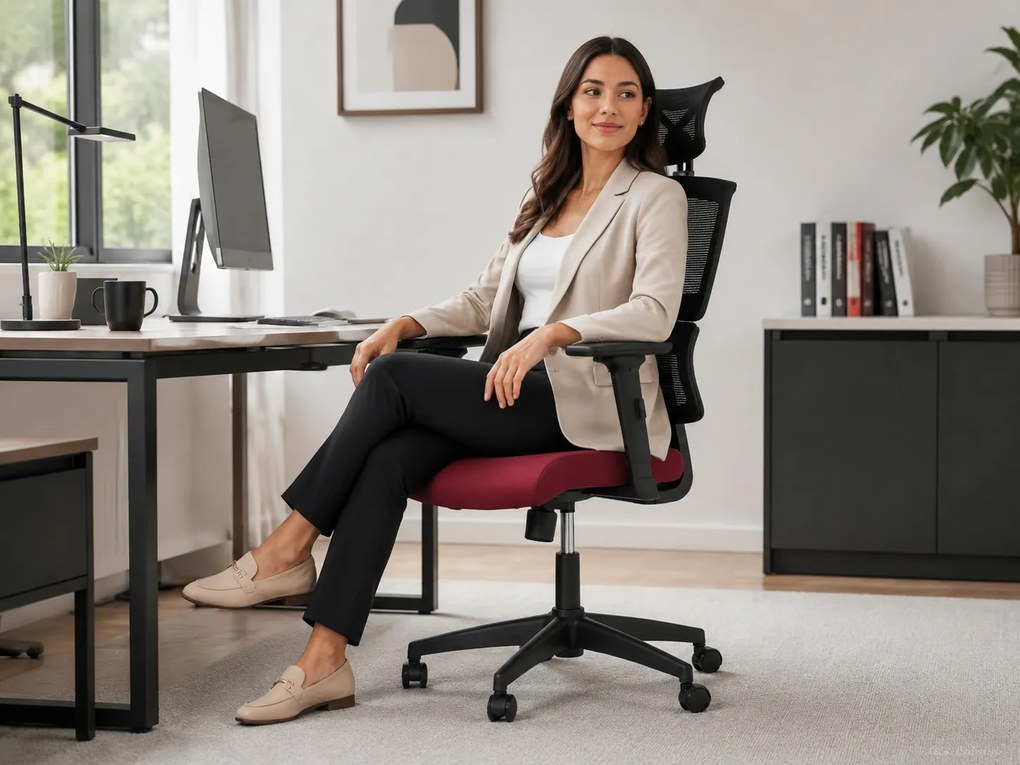 Ergonomická kancelářská židle MERANO - červená síťovina