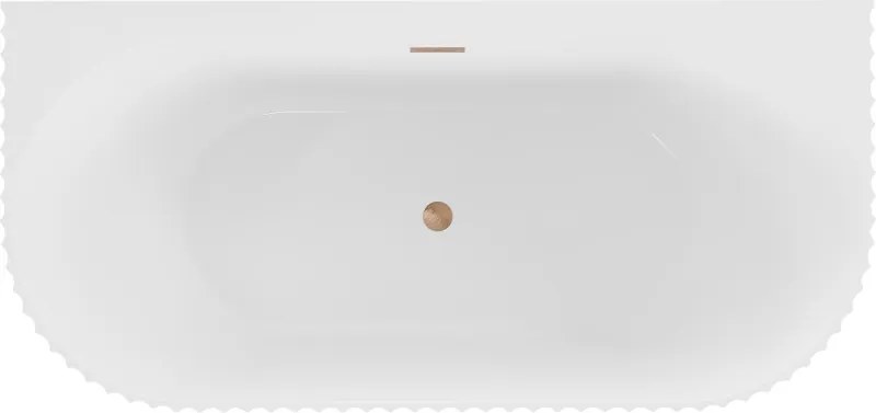 Mexen Sella volně stojící přisazená vana s drážkami 150 x 75 cm, bílý lesk, přeliv kartáčovaná měď - 52711507500-65