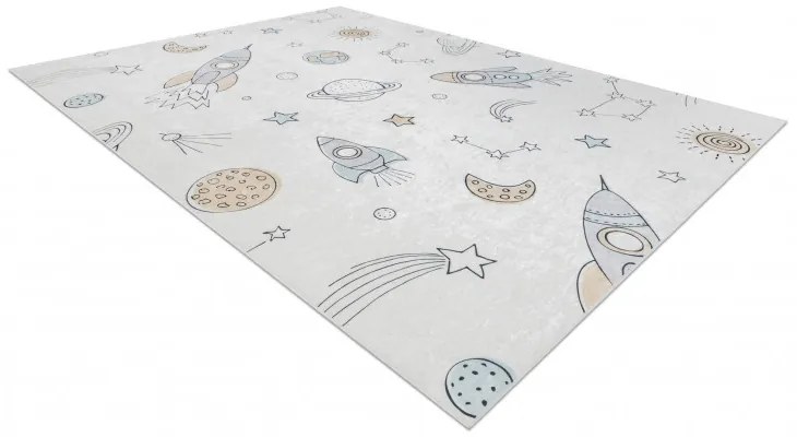 Dywany Łuszczów Dětský kusový koberec Bambino 1278 Space rocket cream - 140x190 cm