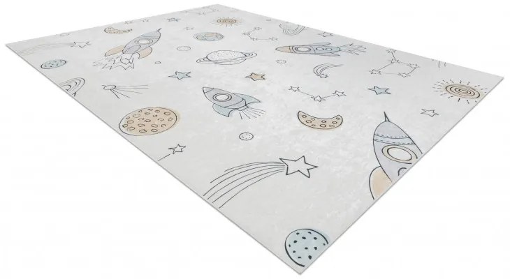 Dywany Łuszczów, Dětský kusový koberec Bambino 1278 Space rocket cream, 80x150, vícebarevná, dětský pokoj