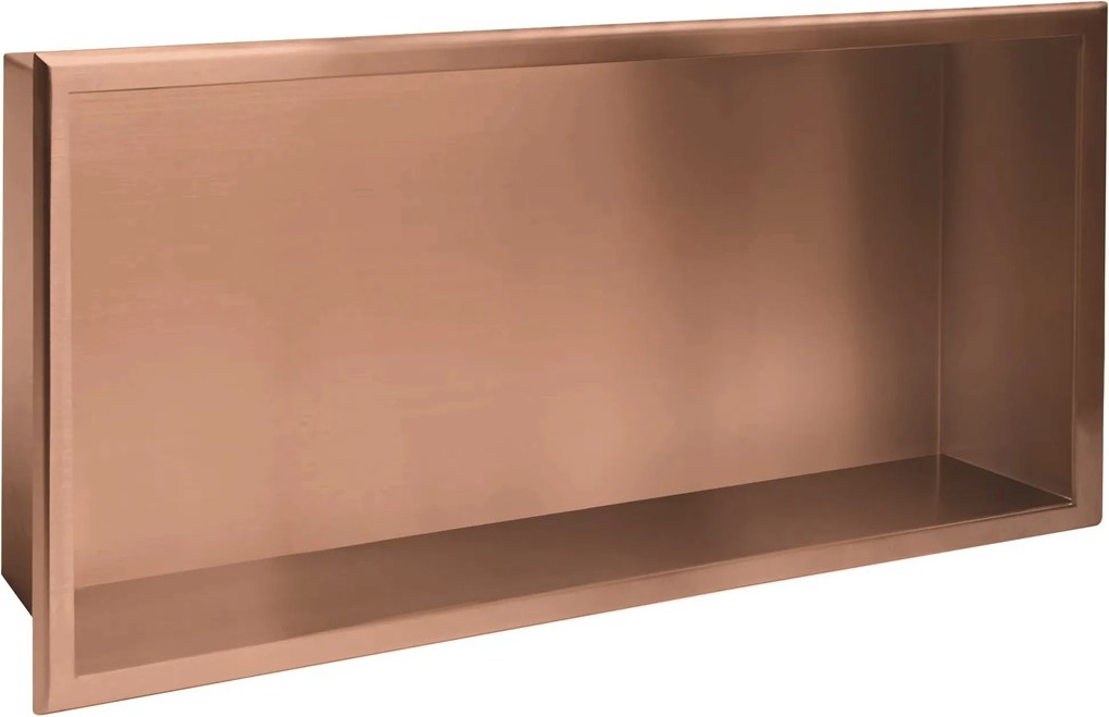 Rea Rea, koupelnová police na zapuštění 60x30x10 cm, broušená měď, REA-05609