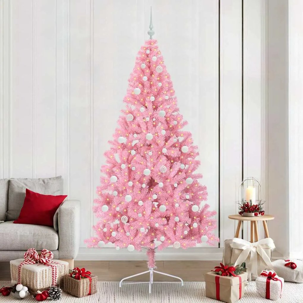 Umělý osvětlený vánoční stromeček Růžová 240 cm PVC 3397105