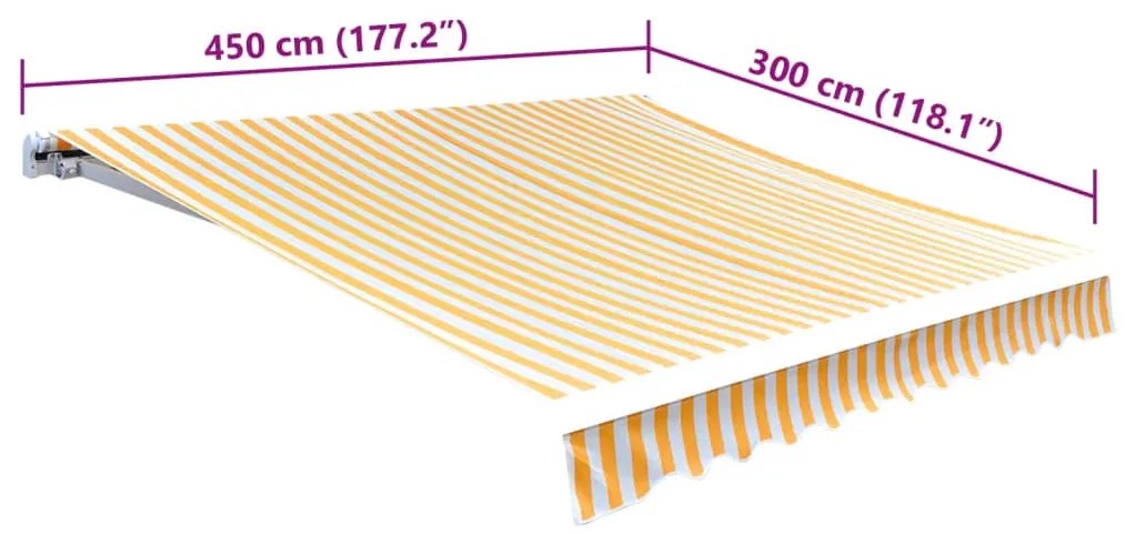 vidaXL Marketos Plachta na markýzu oranžovo-bílá 4,5 x 3 m plátěná
