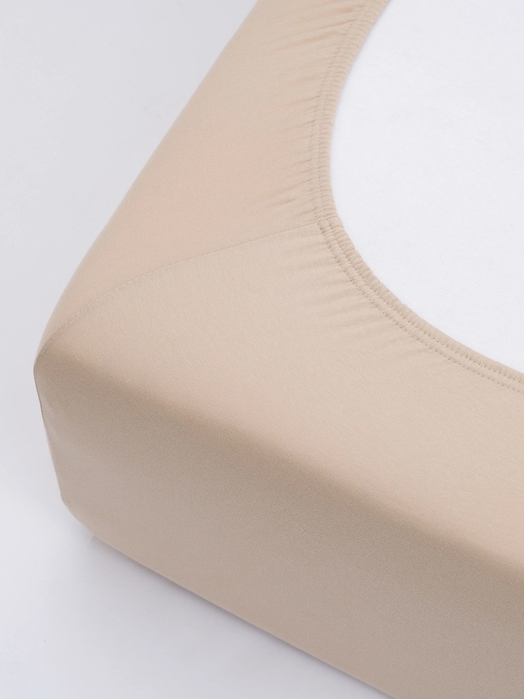 MK Lůžkoviny Jersey prostěradlo s elastanem Deluxe 180 × 200 cm – béžové