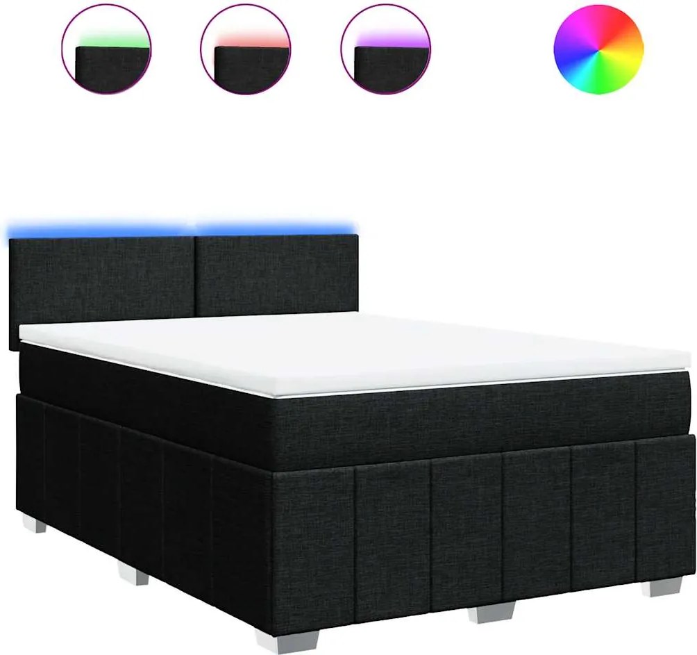 Box spring postel s matrací černá 140x200 cm textil 3289386