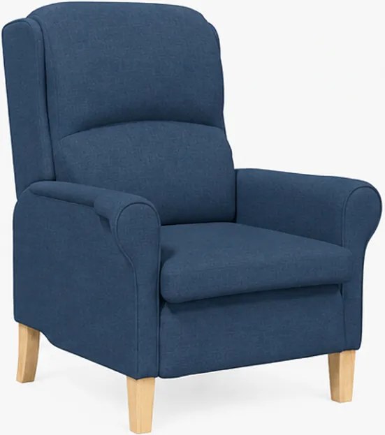 relaxační křeslo, odpočinkové, ušák, dřevo/textil, 101x95x75 cm, přírodní/modrá, Dekorino KR20260041