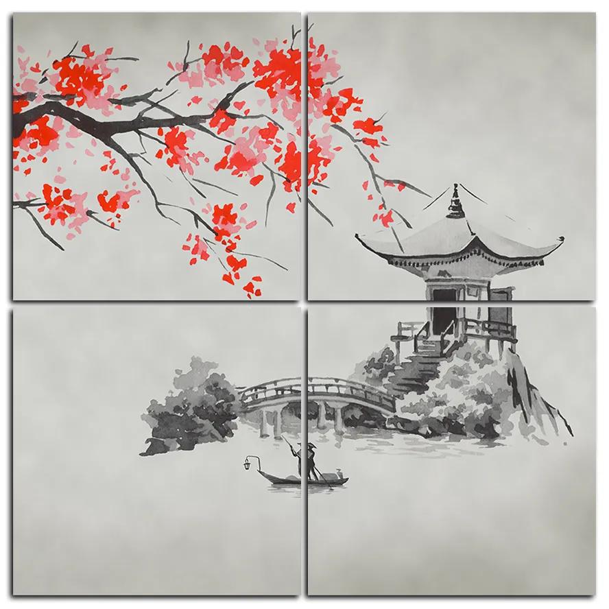 Obraz na plátně - Tradiční ilustrace  Japonsko - čtverec 360D (60x60 cm)