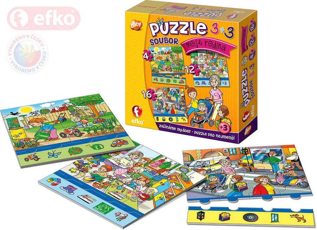 EFKO Puzzle baby Moje rodina skládačka 3v1 set 32 dílků 15x15cm v krabici ef54686