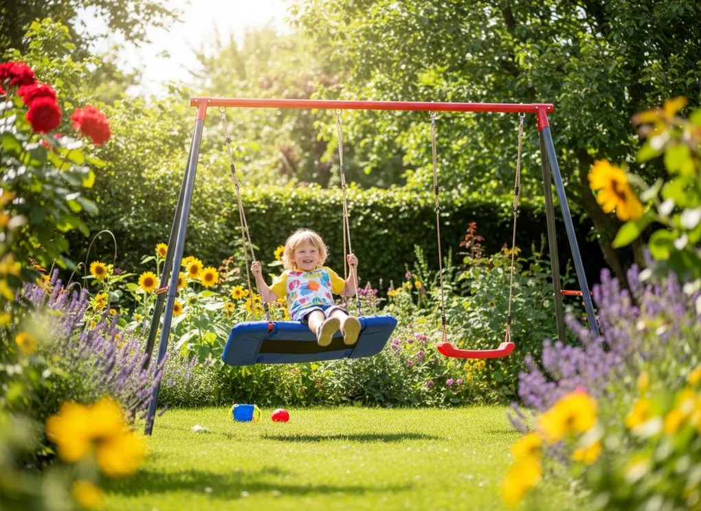 GardenLine Dětská zahradní houpačka 2v1 sedátko + houpací hnízdo KRE-1111