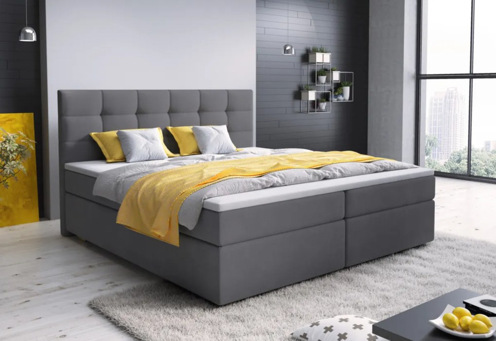 Čalouněná postel boxspring GLOS, 140x200, cosmic 100 + topper