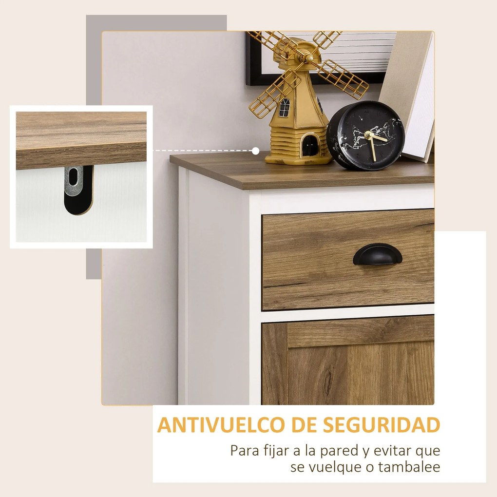 HOMCOM Komoda do obývacího pokoje se zásuvkou, 2 dvířky a nastavitelnou policí pro ložnici, jídelnu a kuchyň 78,5x39x89,4 cm Hnědá