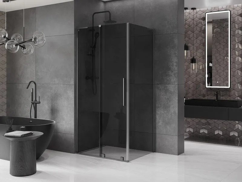 Mexen Velar L, sprchový kout s posuvnými dveřmi 120 x 90 cm, 8mm šedé sklo, grafit broušený, 871-120-090-43-66