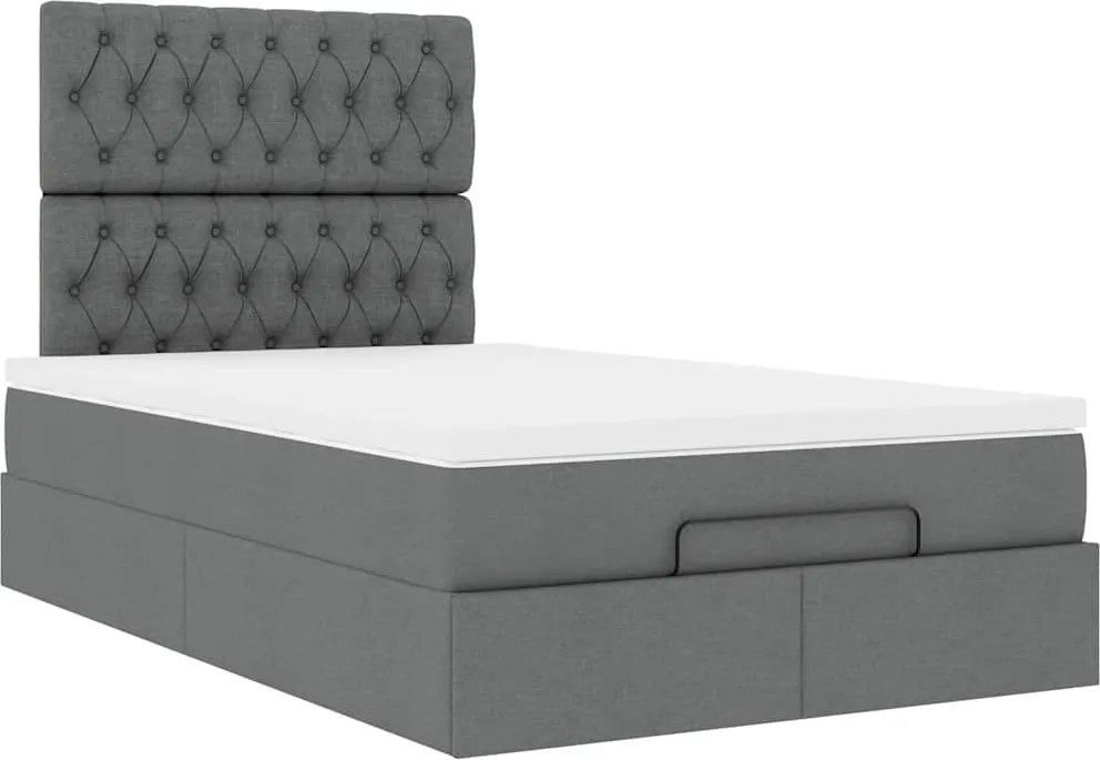 Osmanský rám postele s matrací tmavě šedá 120x190 cm textil 3314073