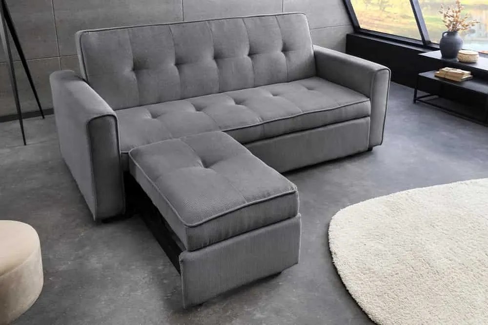 Designová rozkládací sedačka Zaragoza 180 cm šedý manšestr