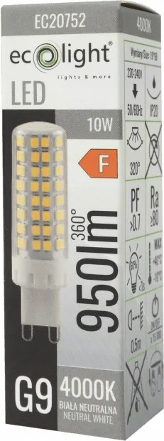 Žárovka G9 LED 10W 4000K 950lm - neutrální bílá