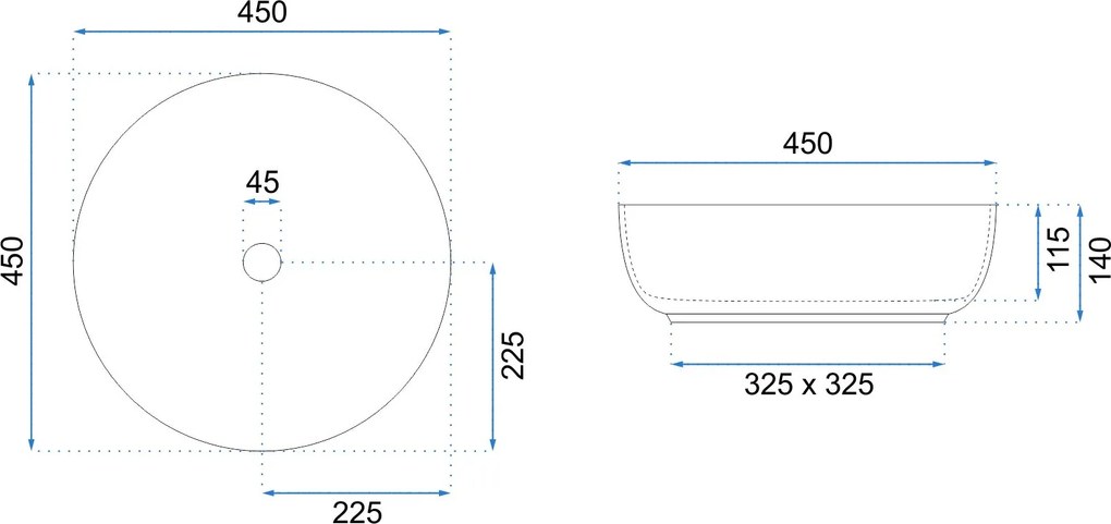 Rea Elma umyvadlo, 45 x 45 cm, bílá, REA-U8493
