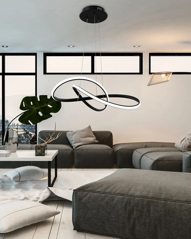 Toolight - LED závěsné svítidlo APP395-CP + dálkové ovládání, černá, OSW-06911