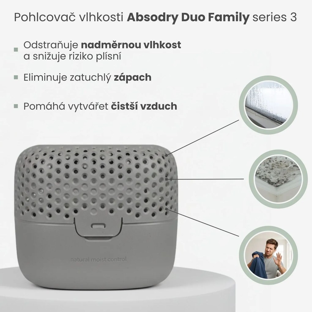 Everbrand Sweden Everbrand pohlcovač vlhkosti Absodry Duo Family Bag 3-series, do 30 m3, Dark Grey