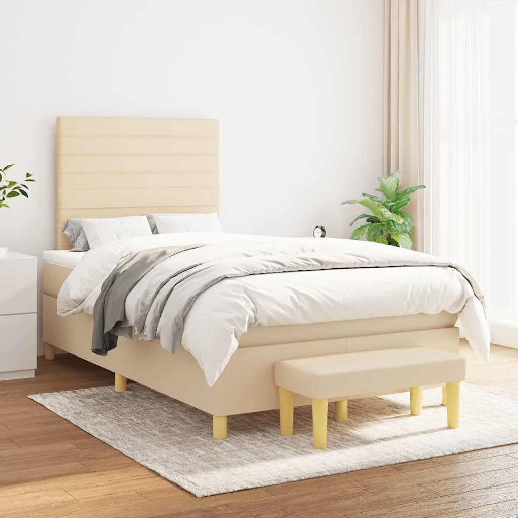 Box spring postel s matrací krémová 120x190 cm textil 3270416