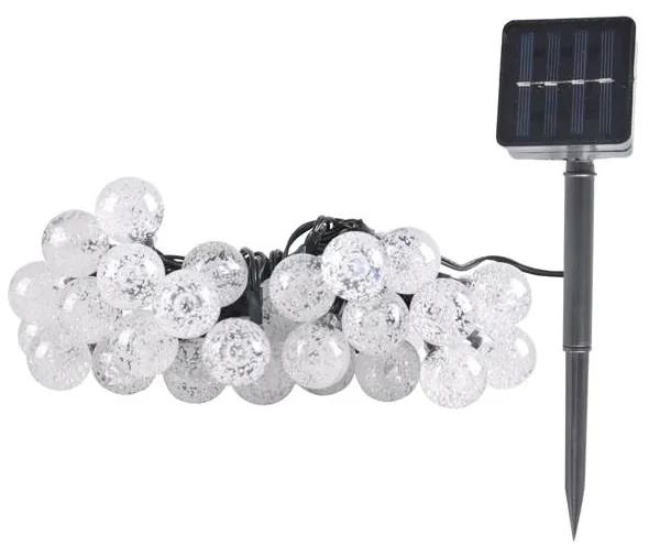 LED solární řetěz CHILLIWACK, 30x LED dioda, teplá bílá, 4,9m, čiré žárovky Plx CHILLIWACK