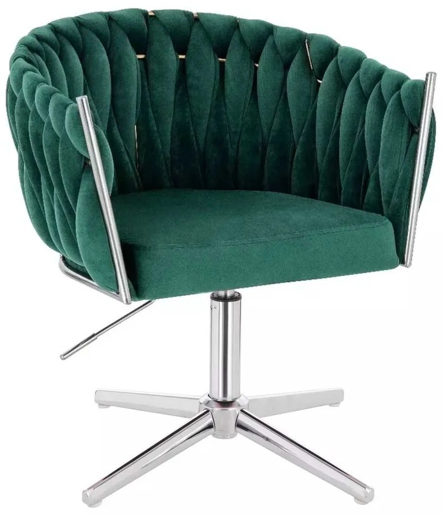 LuxuryForm DESIGN Otočná židle NORDEN VELUR na stříbrném kříži - zelená