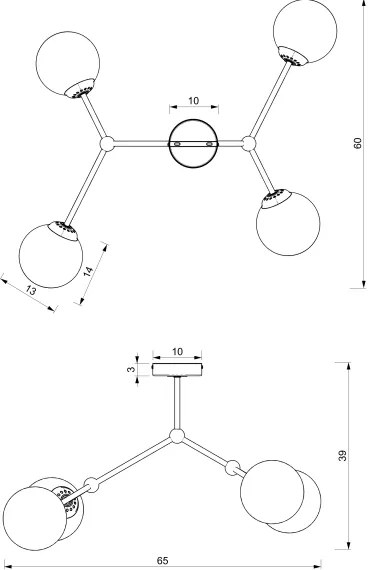Přisazený lustr JOY 4xE14/40W/230V černá/lesklý chrom
