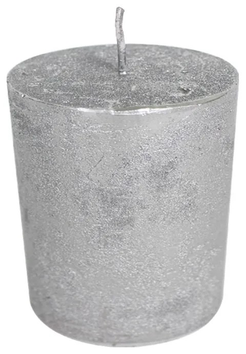 Stříbrná nevonná svíčka M válec - Ø 7*10cm