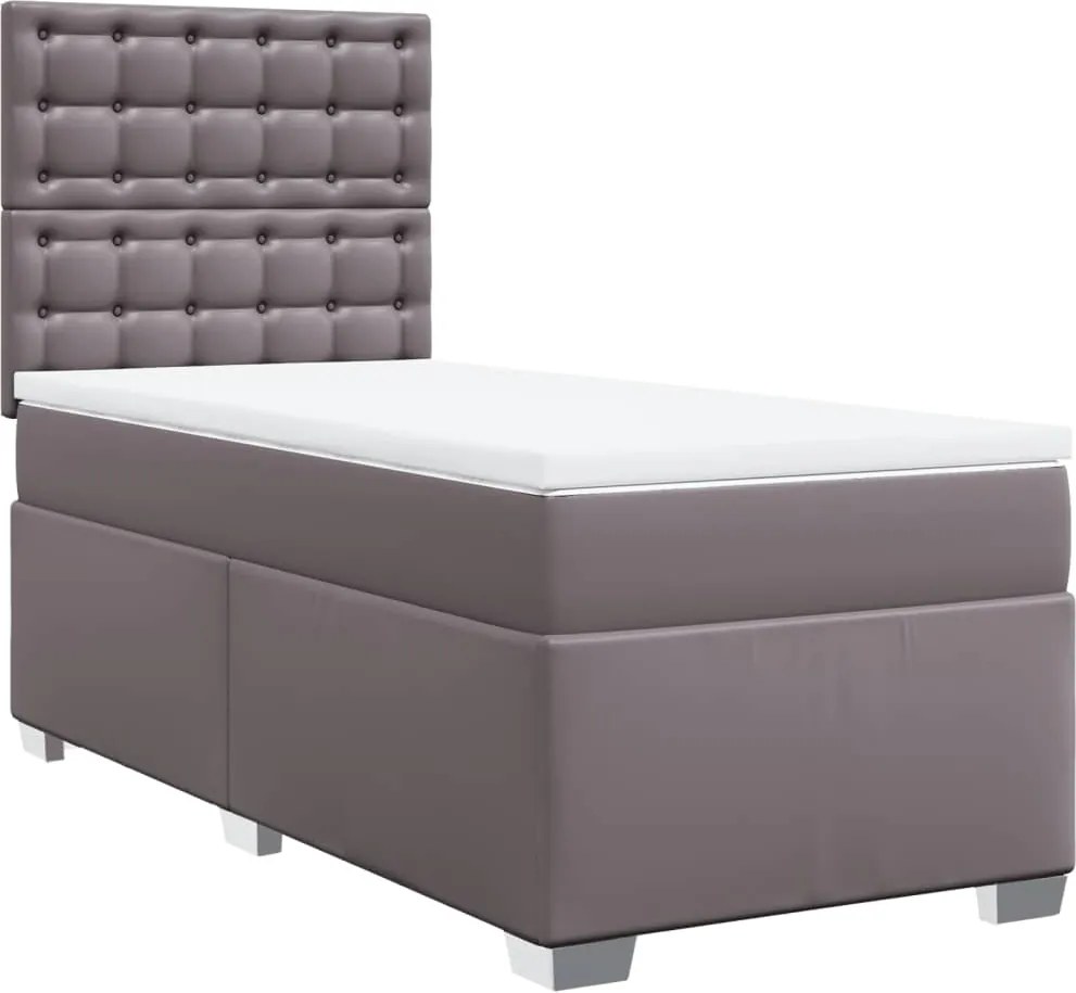 Box spring postel s matrací šedá 90x190 cm umělá kůže 3293002