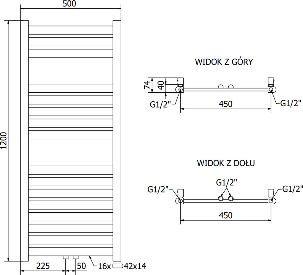Mexen Uran, elektrické topné těleso 1200 x 500 mm, 600 W, zlatá lesklá, W105-1200-500-2600-50