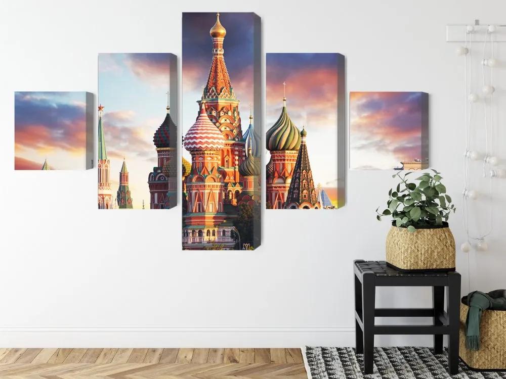 Vícedílný obraz Pohled Z Moskvy Na Rudé Náměstí A Katedrálu Nedostatek Nedostatek Plátno Canvas 200x120