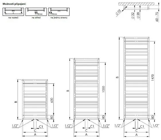 PMH Sorano Frame SNF4C Radiátor kombinovaný, 60x121cm, chrom