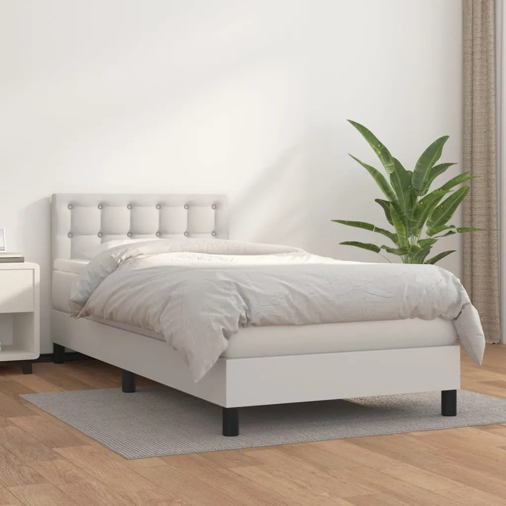 Box spring postel s matrací bílá 80 x 200 cm umělá kůže 3141090