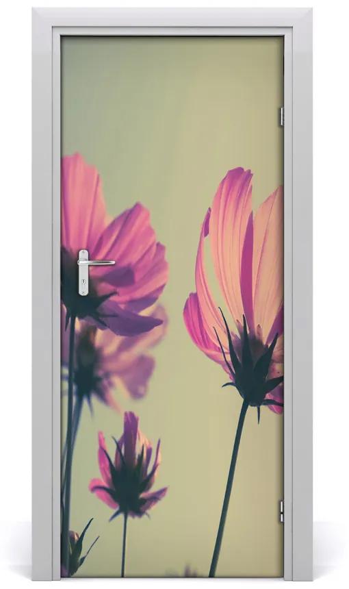 Fototapeta samolepící na dveře růžové květiny 75x205 cm