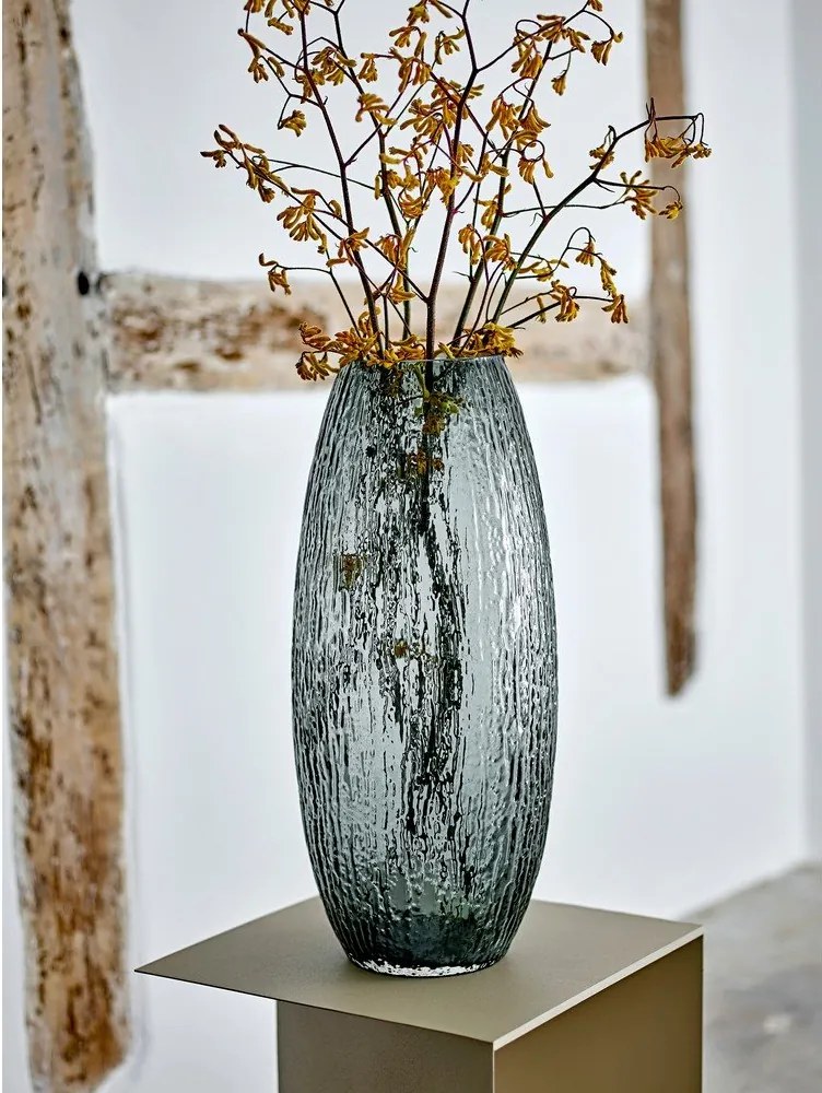 Šedá skleněná ručně vyrobená váza (výška 50 cm) Brock – Bloomingville
